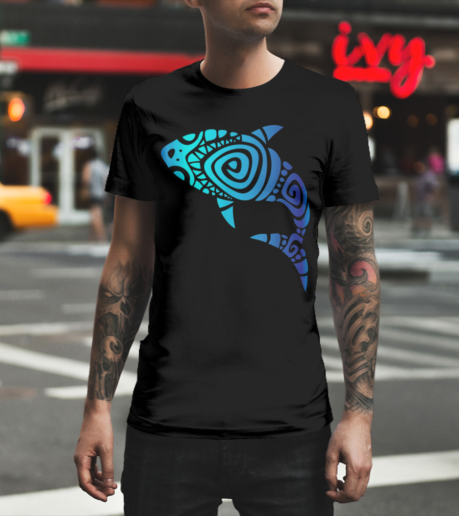 Hawaii Mano Tribal Shark Lover Week Spiral T-Shirt