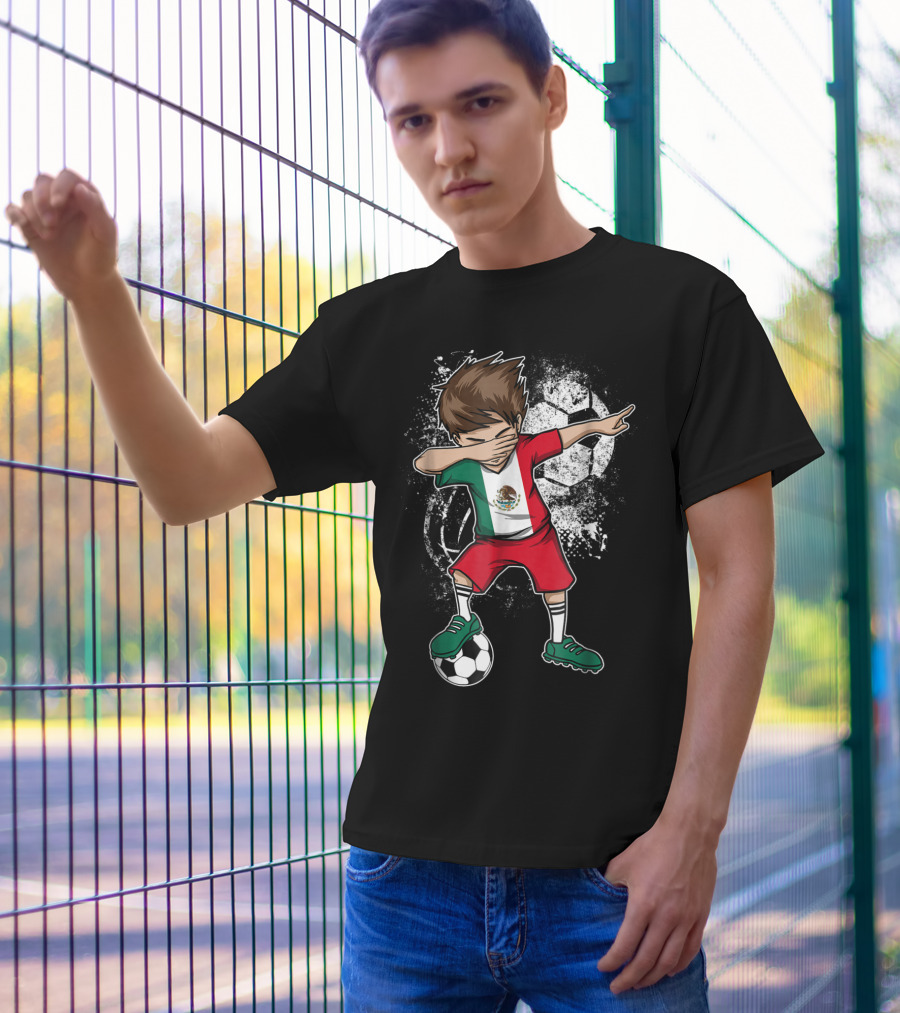 Dabbing Boy Mexico Soccer Mexican Jersey Football Player T-Shirt