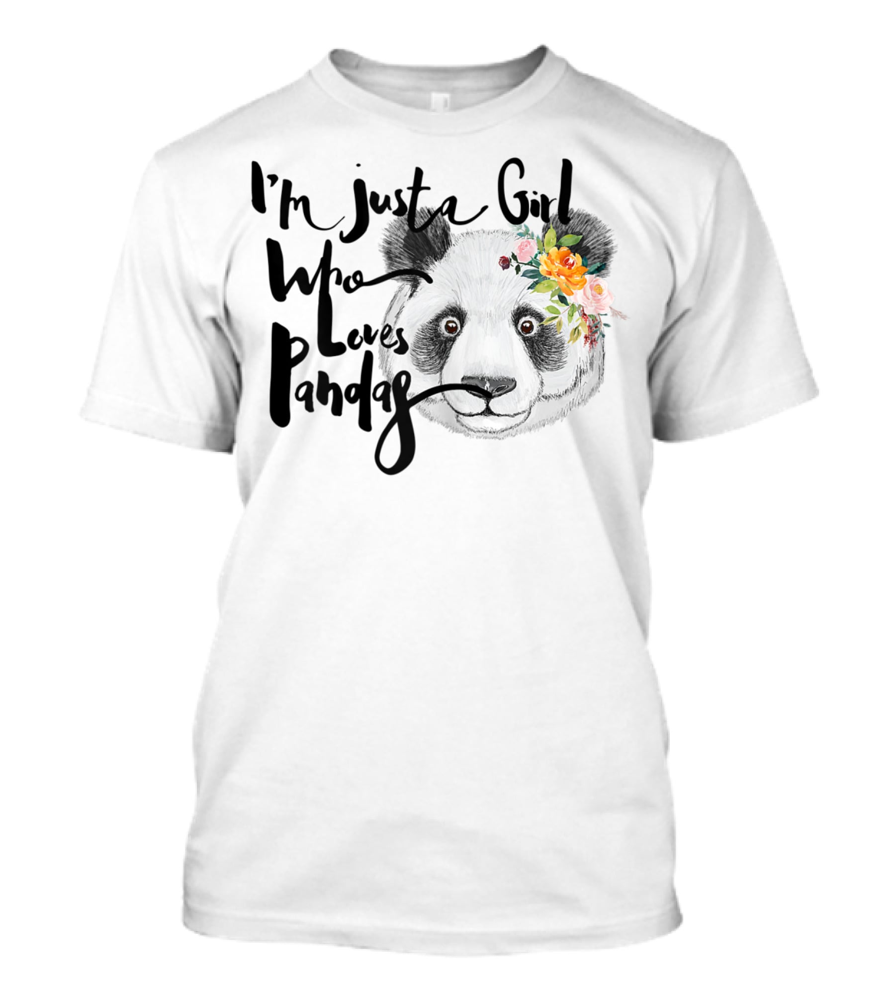 I'm Just A Girl Who Loves Pandas With Floral Crown T-Shirt