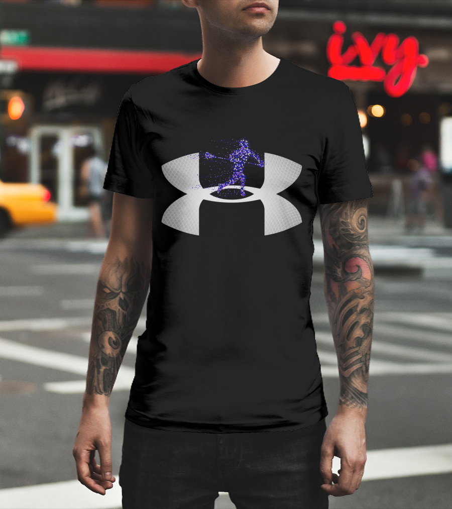 Under Armour Lacrosse Player Icon On Dark T-Shirt