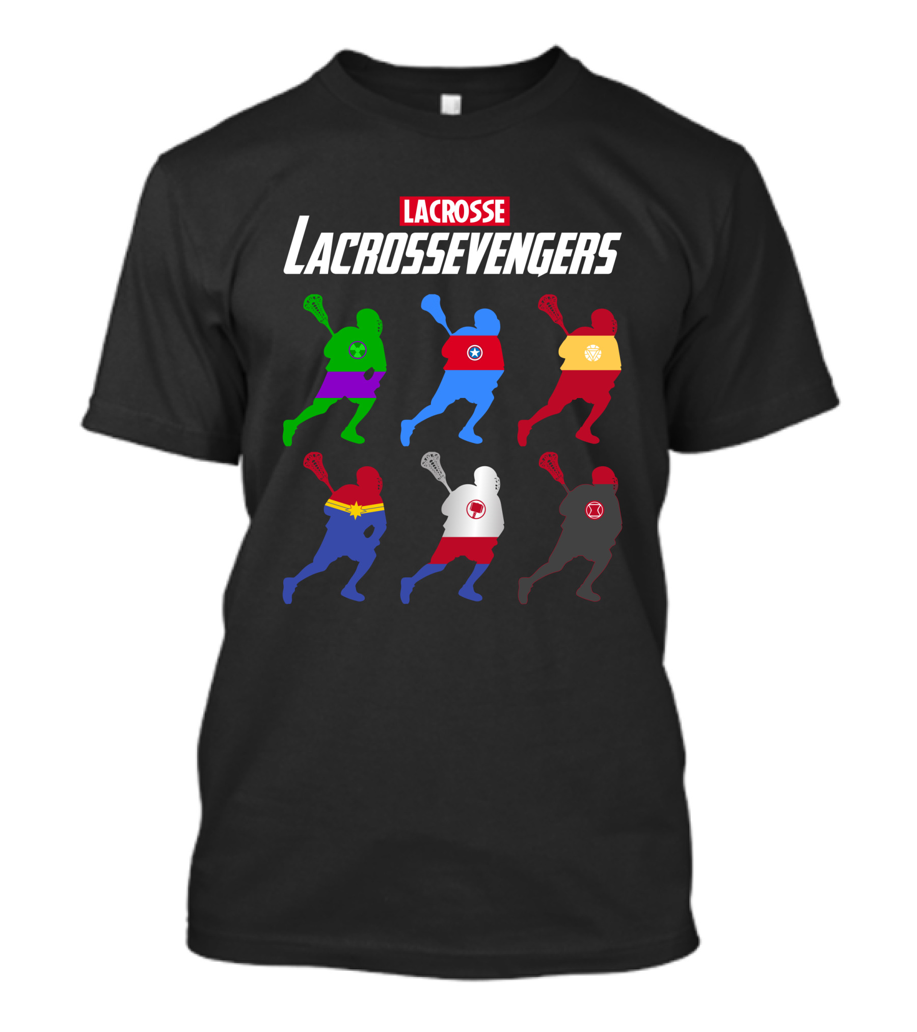 Lacrosse Avengers Superheroes Team Silhouettes T-Shirt