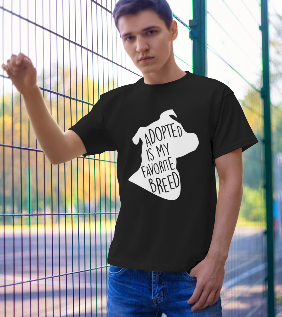 Adopted Is My Favorite Breed Dog Silhouette Outline T-Shirt
