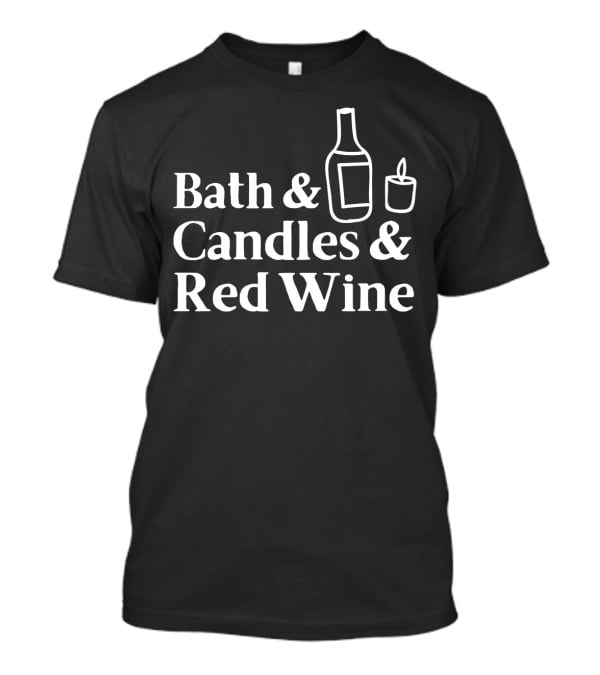 Bath Relaxation With Candles And Red Wine Indulgence Iconography T-Shirt
