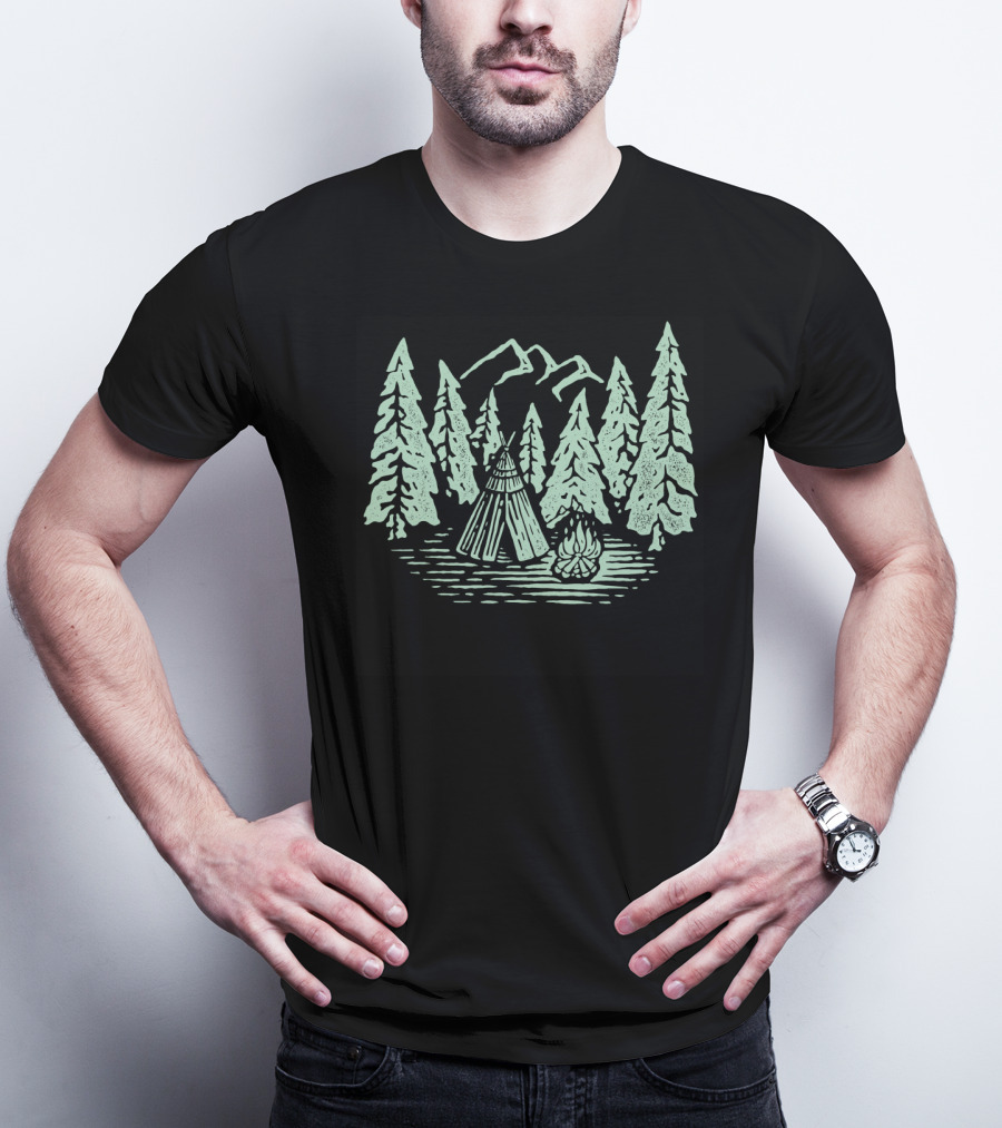 Campfire In A Forest Of Jungle Trees T-Shirt
