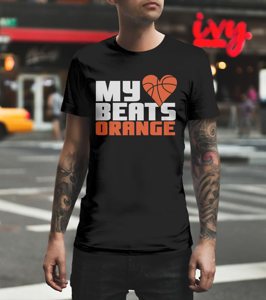 My Heart Beats Orange Basketball T-Shirt
