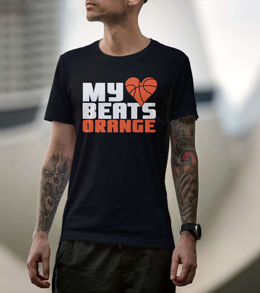 My Heart Beats Orange Basketball T-Shirt