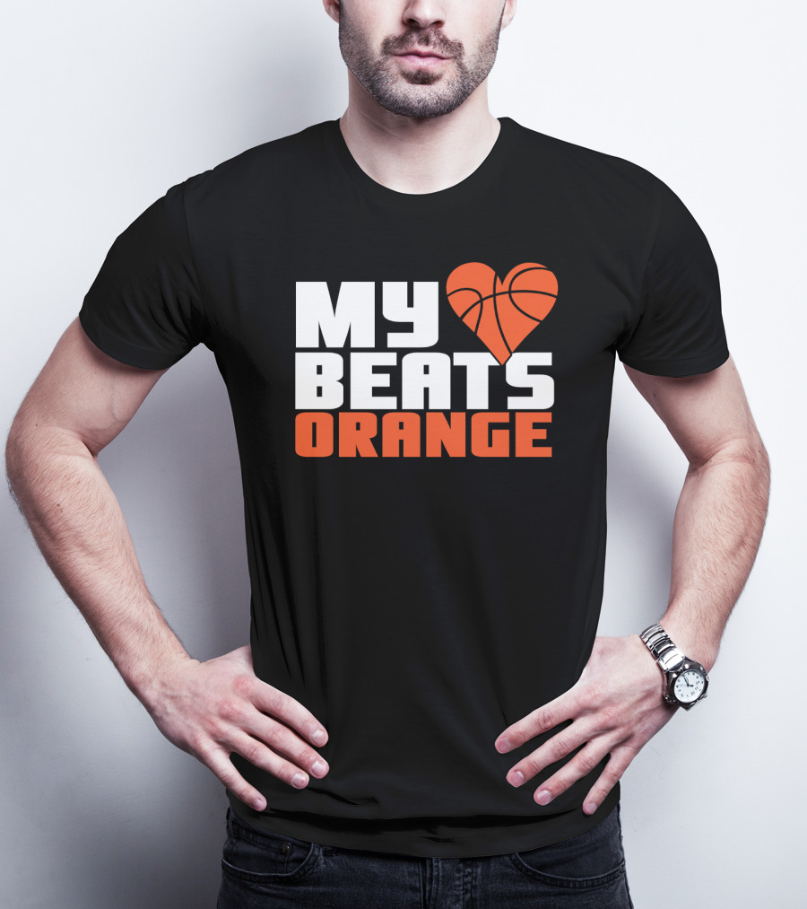 My Heart Beats Orange Basketball T-Shirt
