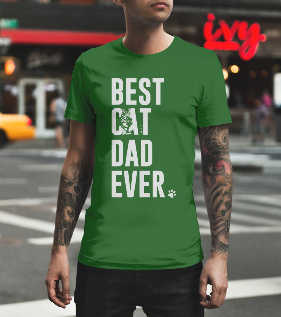BEST CAT DAD EVER Cat And Paw T-Shirt