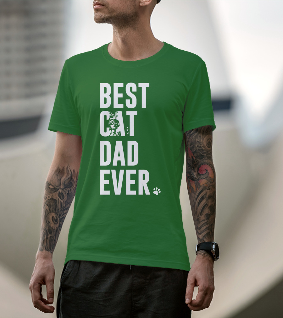 BEST CAT DAD EVER Cat And Paw T-Shirt