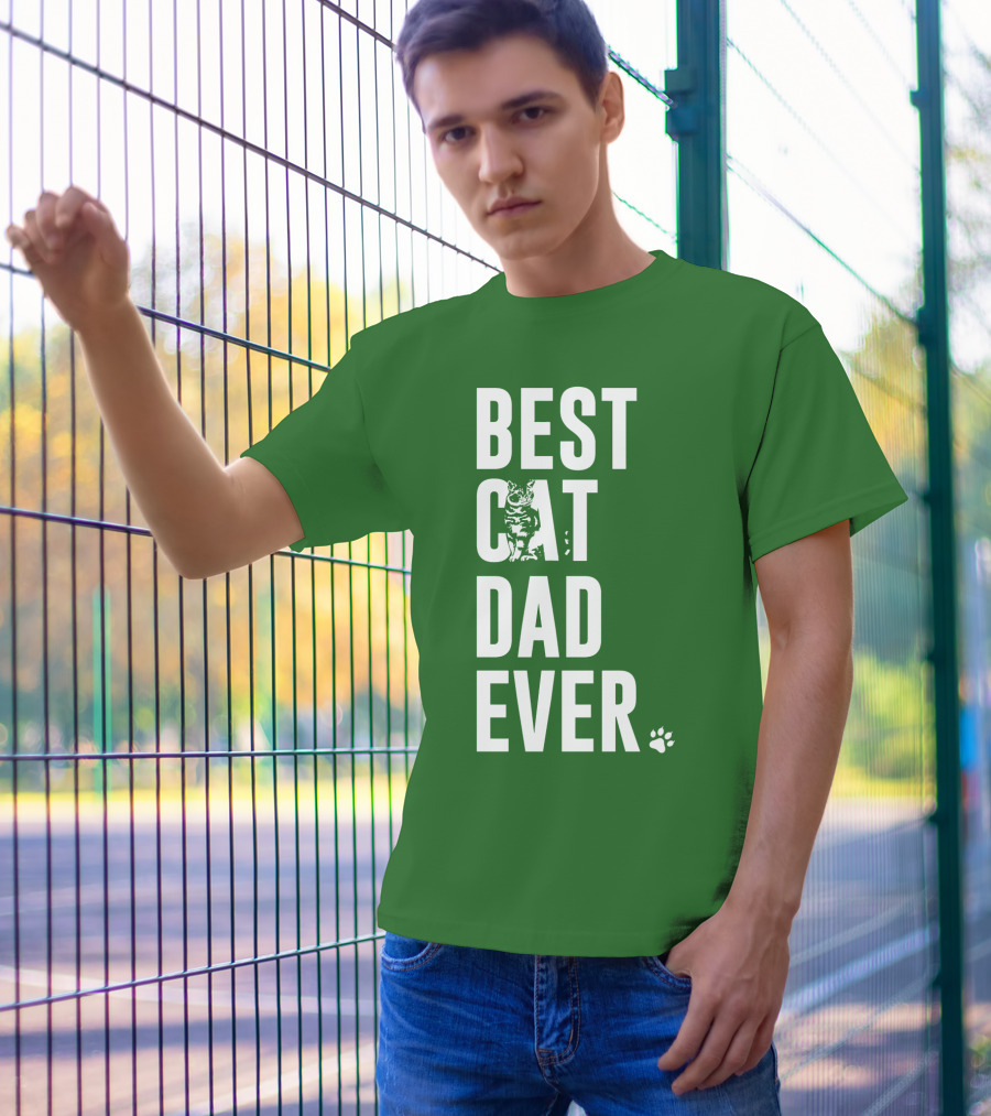 BEST CAT DAD EVER Cat And Paw T-Shirt