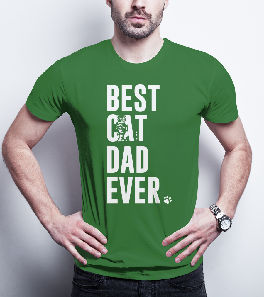 BEST CAT DAD EVER Cat And Paw T-Shirt