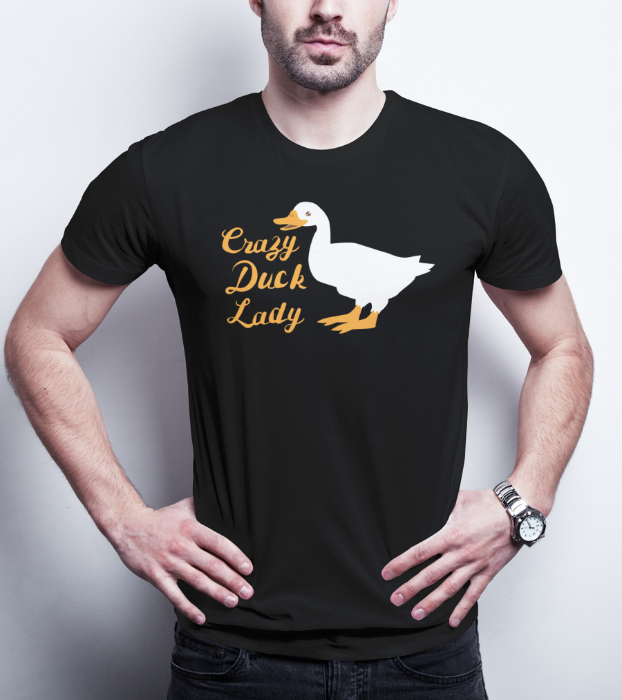 Crazy Duck Lady Whimsical White Duck T-Shirt