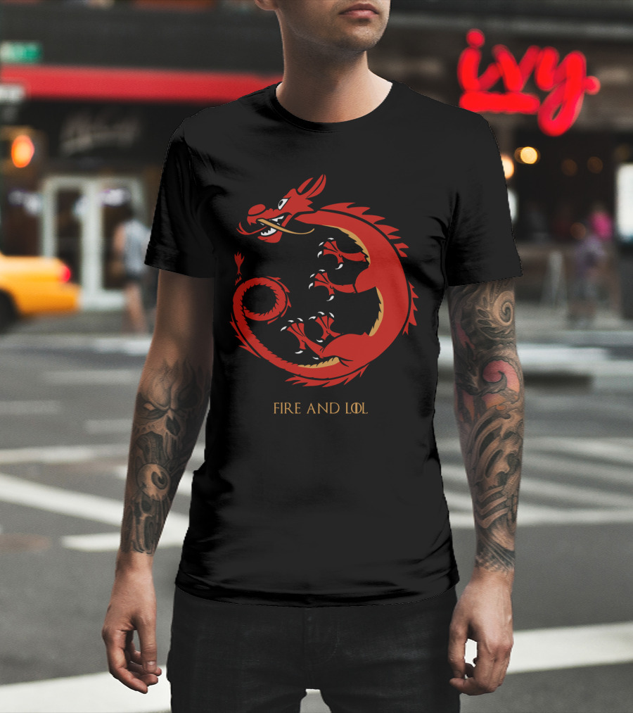 Fire And Lol Red Dragon Chinese T-Shirt