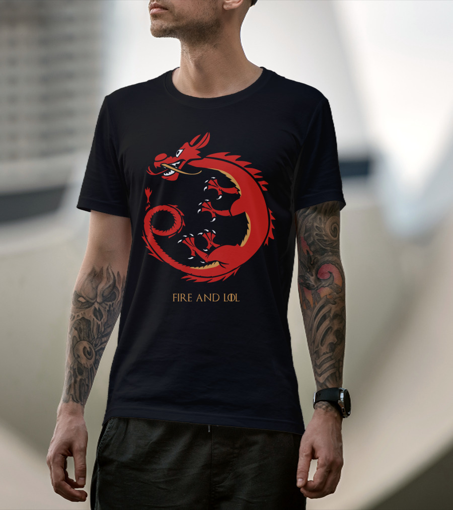 Fire And Lol Red Dragon Chinese T-Shirt
