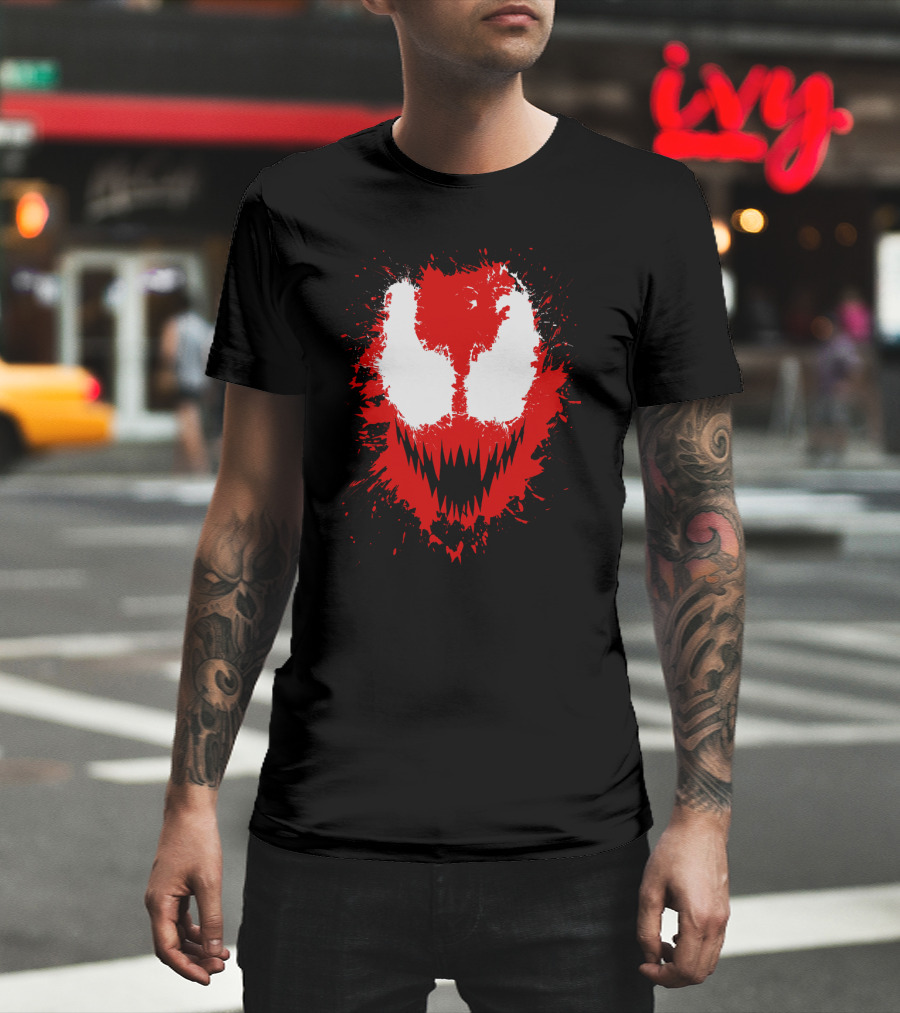 Carnage Marvel Villain Symbiote Red And Black Iconic Mask T-Shirt