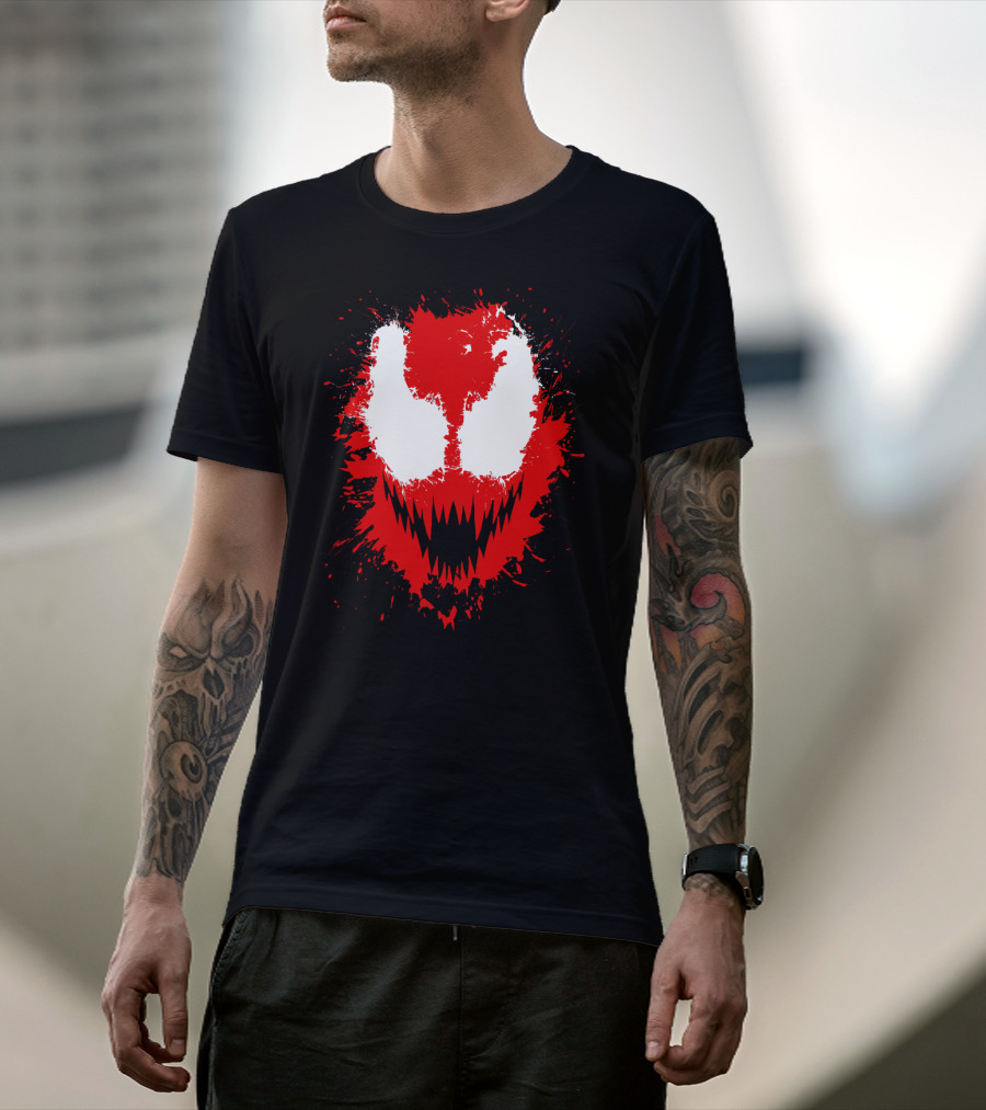 Carnage Marvel Villain Symbiote Red And Black Iconic Mask T-Shirt
