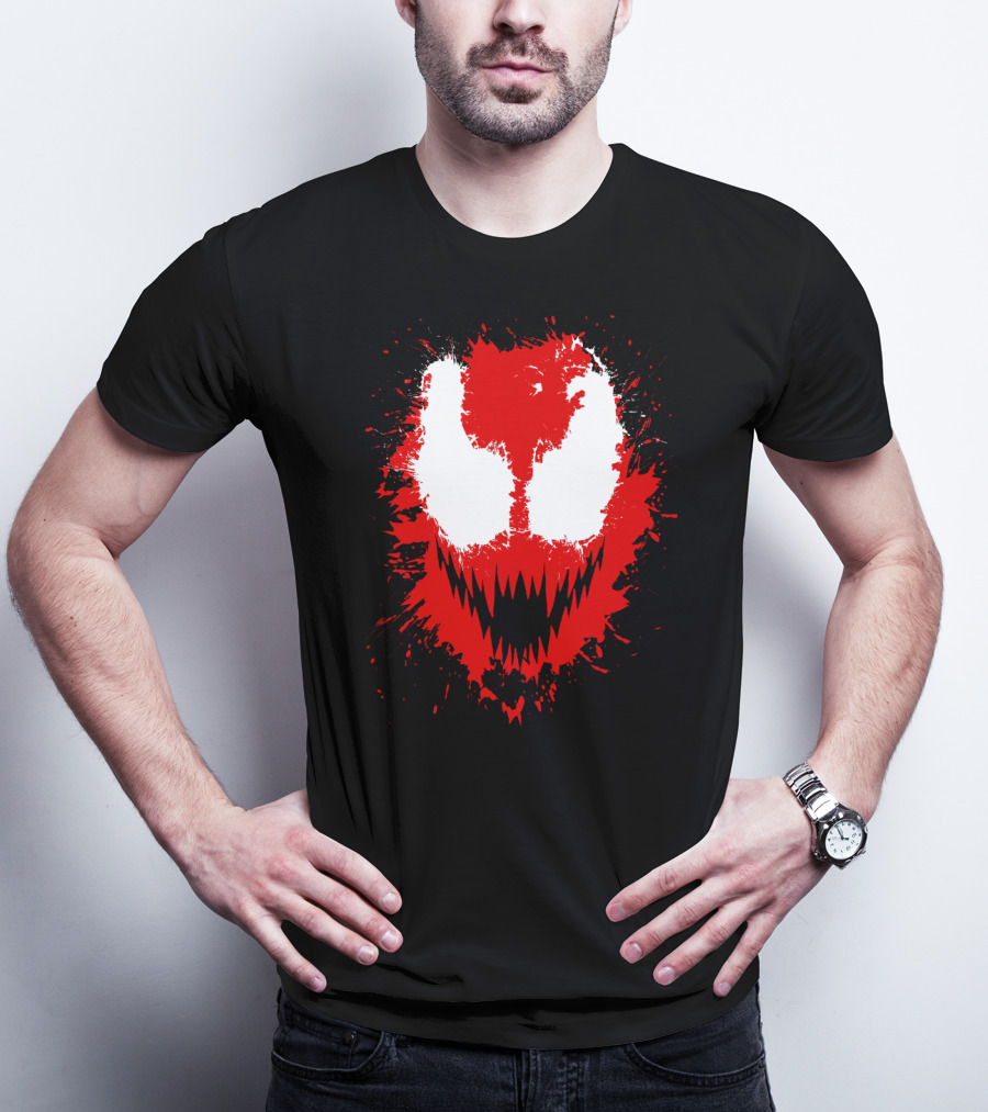 Carnage Marvel Villain Symbiote Red And Black Iconic Mask T-Shirt