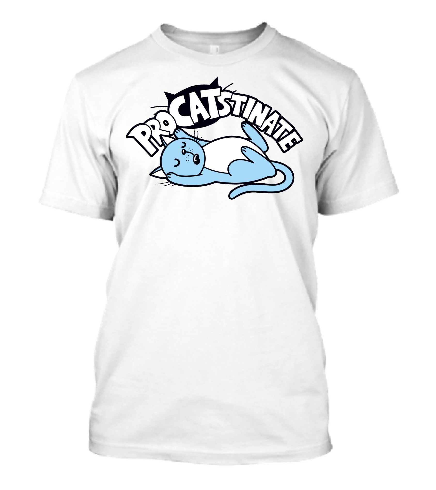 Procatstinate Lazy Blue Cat Relaxation T-Shirt