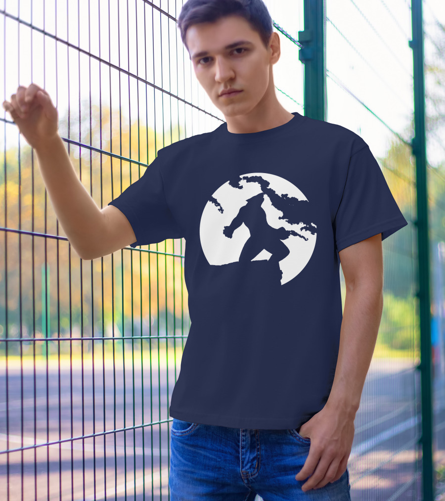 Wolf Standing Boldly Against The Moon Edge T-Shirt