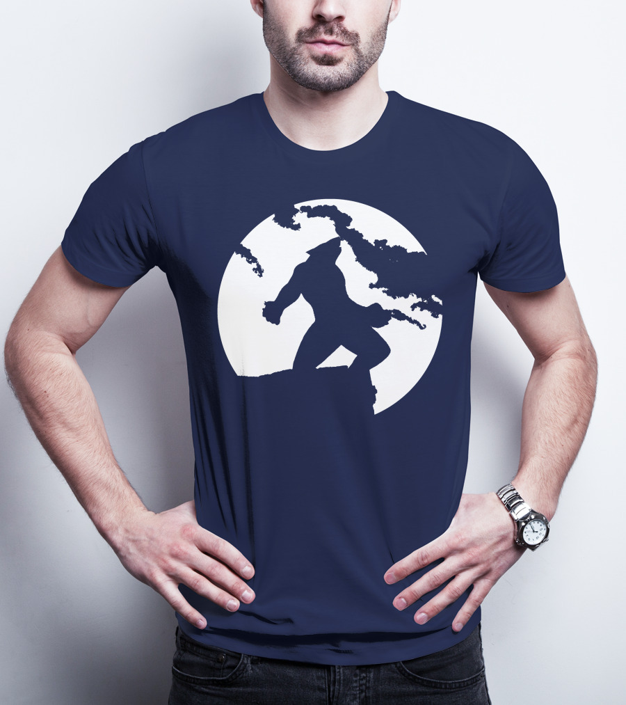 Wolf Standing Boldly Against The Moon Edge T-Shirt