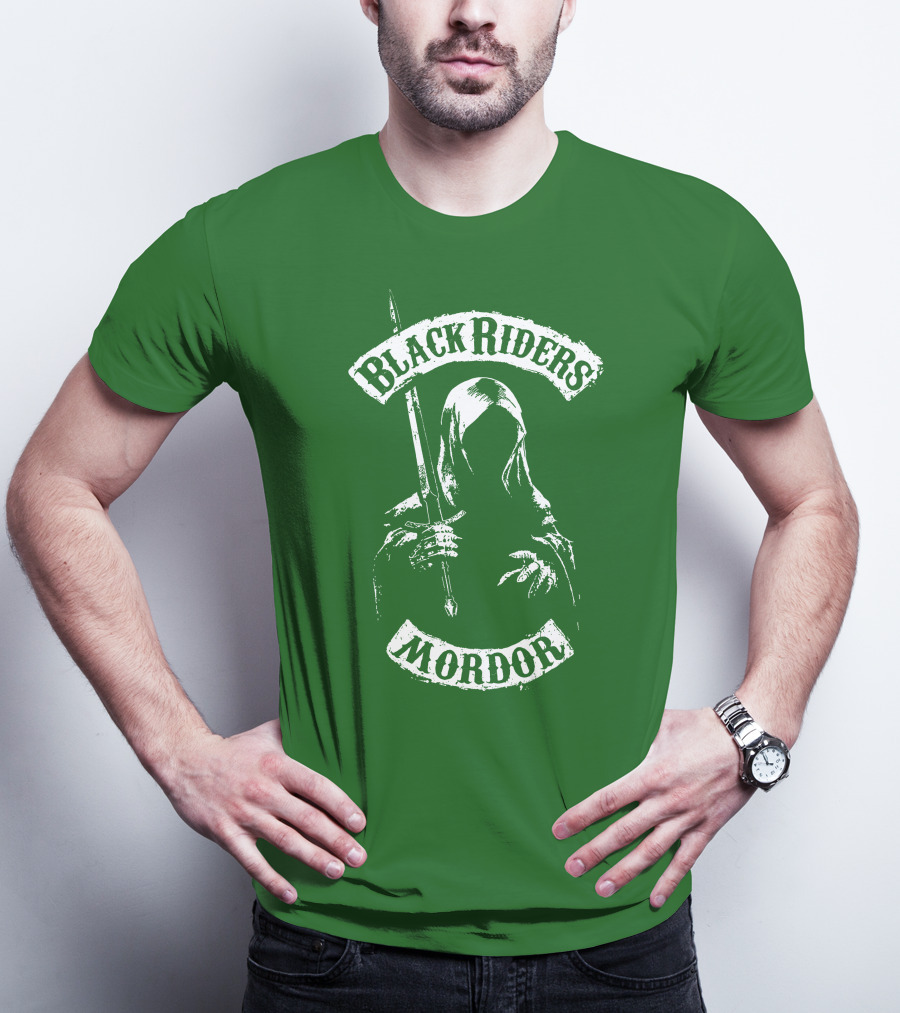Black Riders Mordor Nazgûl Wraiths Sword Green Background T-Shirt