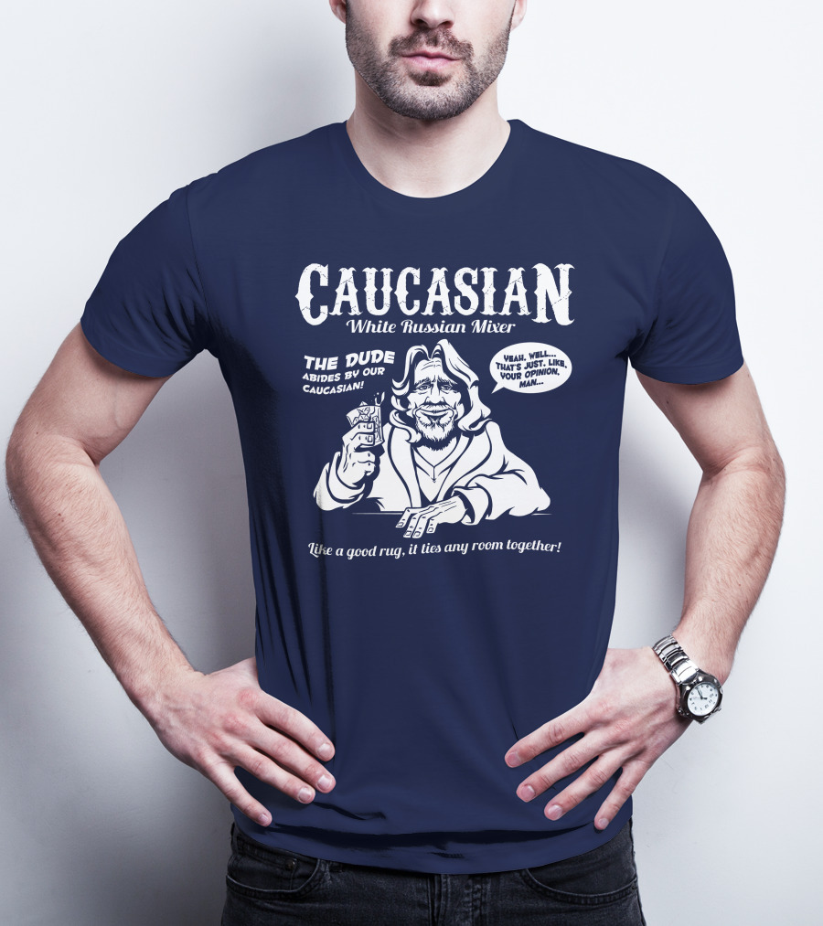Caucasian White Russian Mixer The Dude Abides Like A Good Rug It Ties Any Room Together T-Shirt