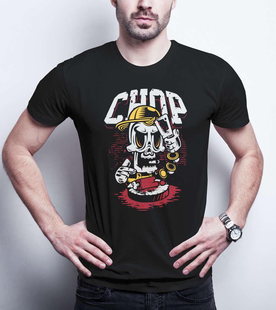 CHOP CHOP Skeleton Barber With Razor T-Shirt