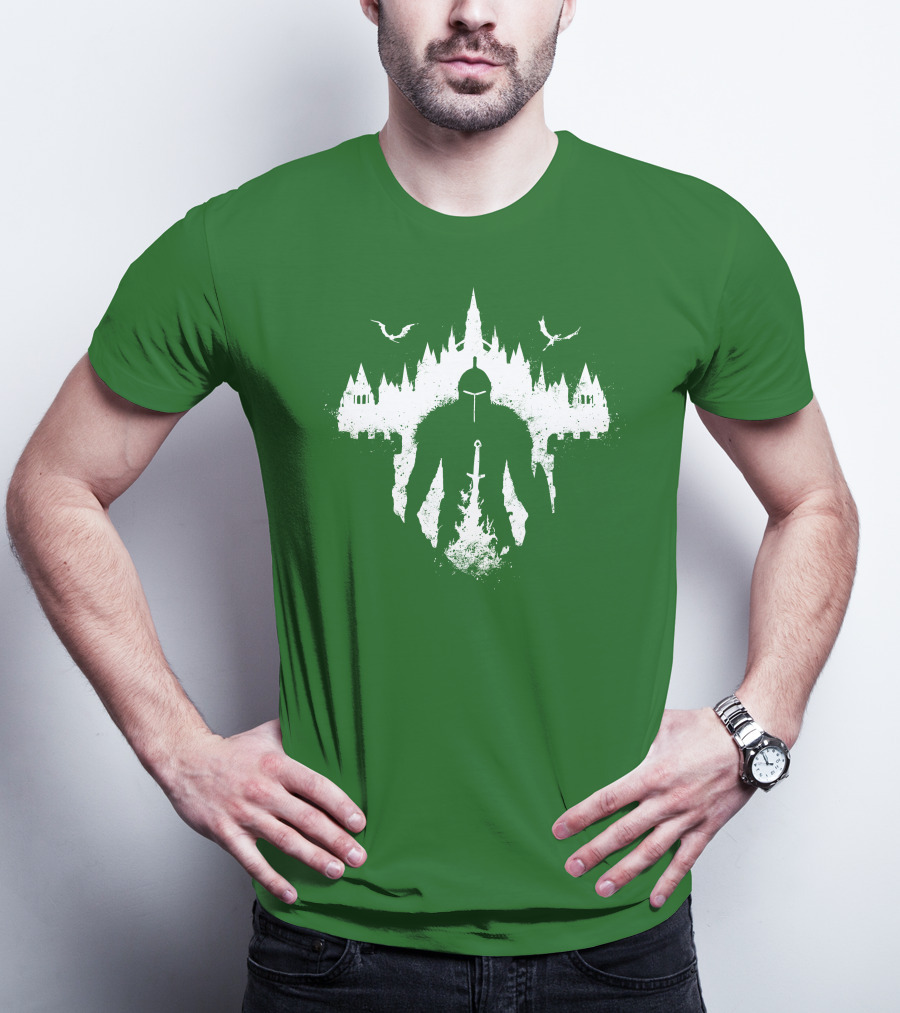 Warrior Soul Medieval Knight Silhouette With Sword And Castle In Background T-Shirt