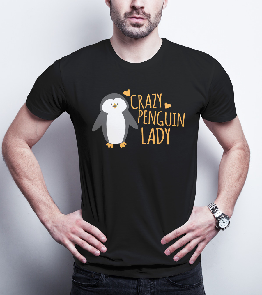 CRAZY PENGUIN LADY Cute Heart Penguin T-Shirt