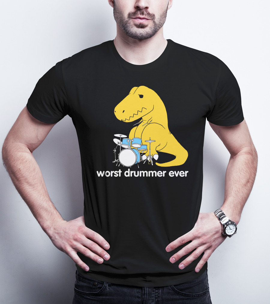 Worst Drummer Ever T-Rex With Drum Set T-Shirt