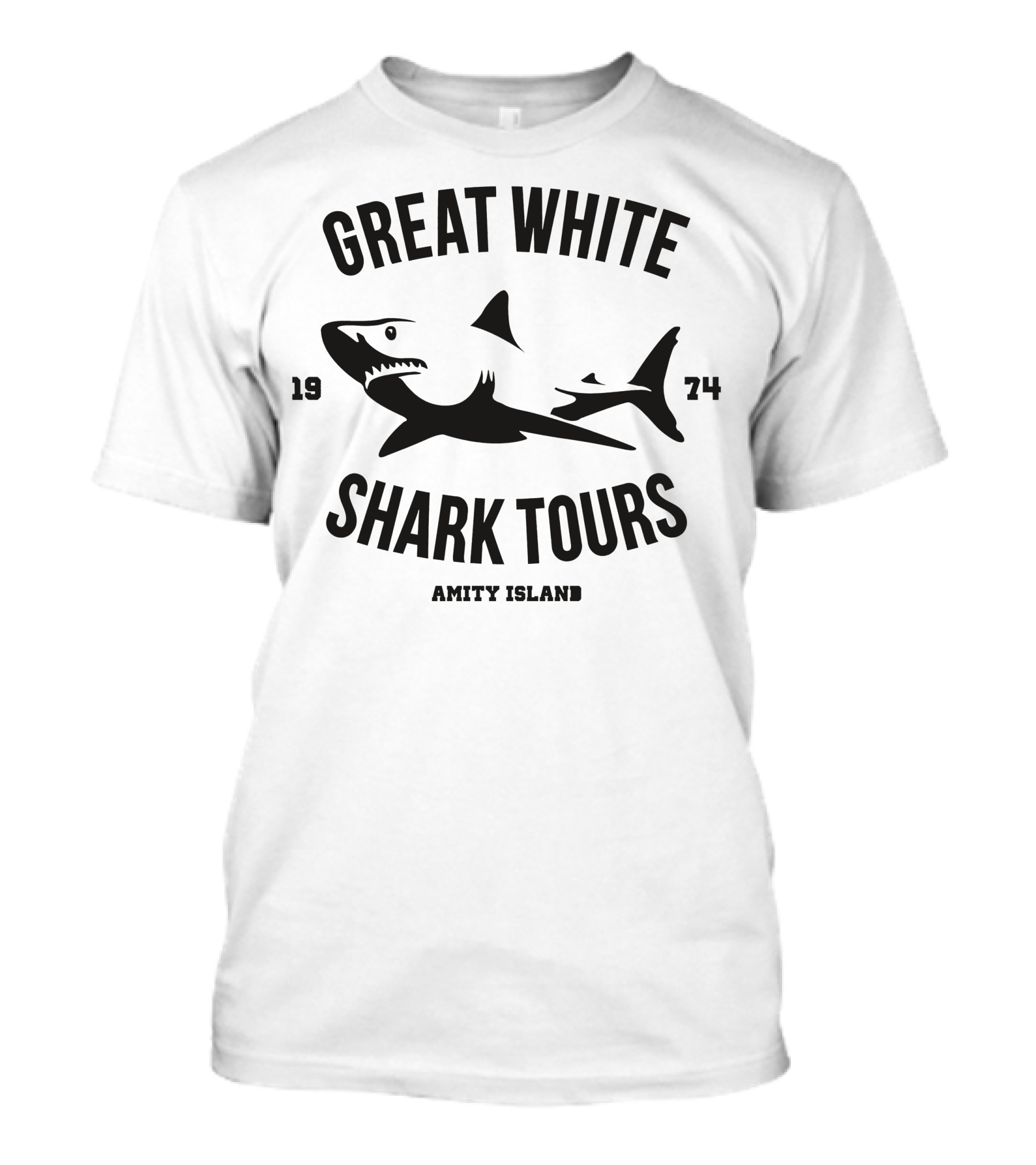 Great White Shark Tours Amity Island 1974 T-Shirt