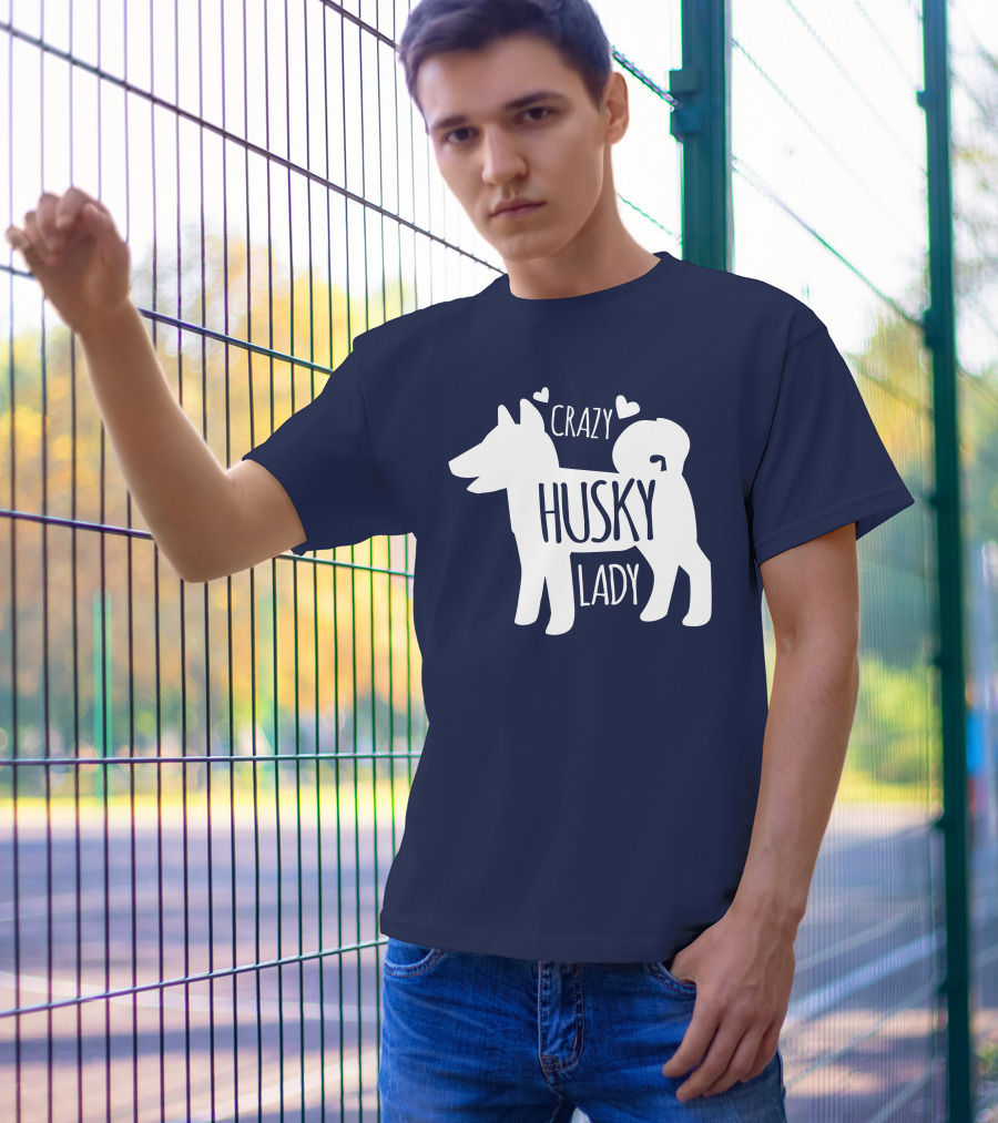 Crazy Husky Lady With Hearts Dog T-Shirt