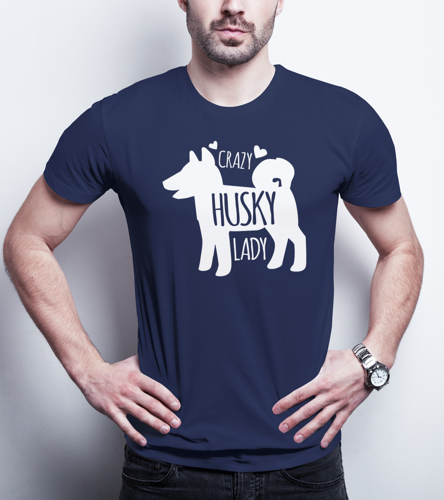 Crazy Husky Lady With Hearts Dog T-Shirt