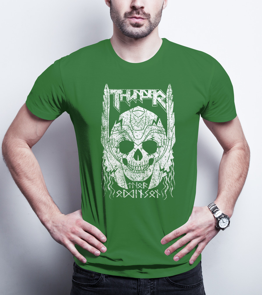 THUNDER Thor Odin Son Skull T-Shirt