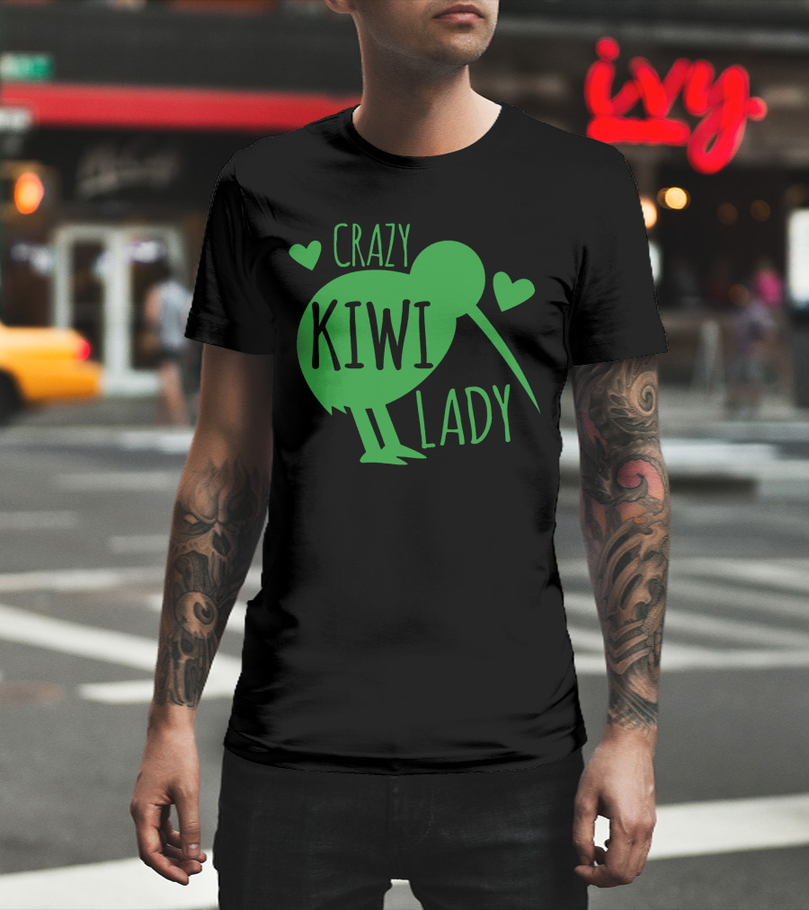CRAZY KIWI LADY Kiwi Bird Hearts T-Shirt