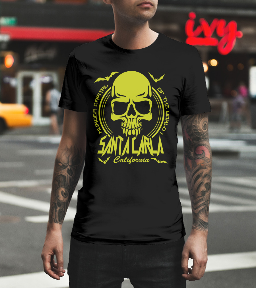 Santa Carla California Murder Capital Of The World Skull Bats T-Shirt