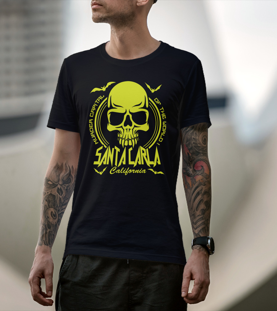 Santa Carla California Murder Capital Of The World Skull Bats T-Shirt