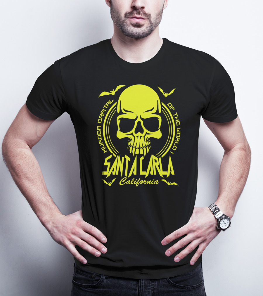 Santa Carla California Murder Capital Of The World Skull Bats T-Shirt
