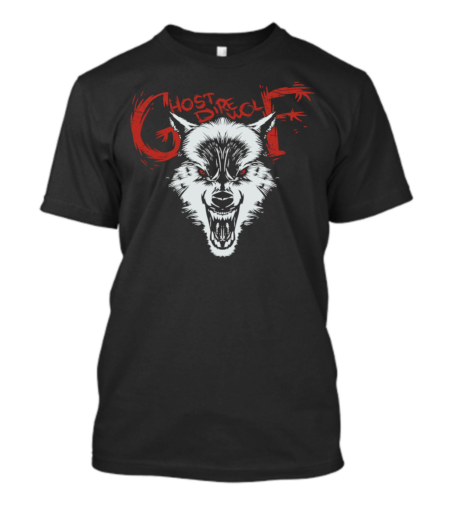 Ghost Direwolf Fierce Snarling Wolf Head T-Shirt