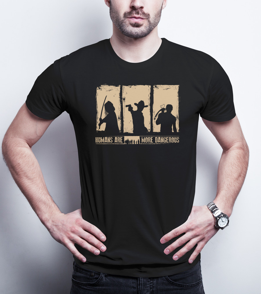 Humans Are More Dangerous Cowboy Gun Bow Hunter T-Shirt