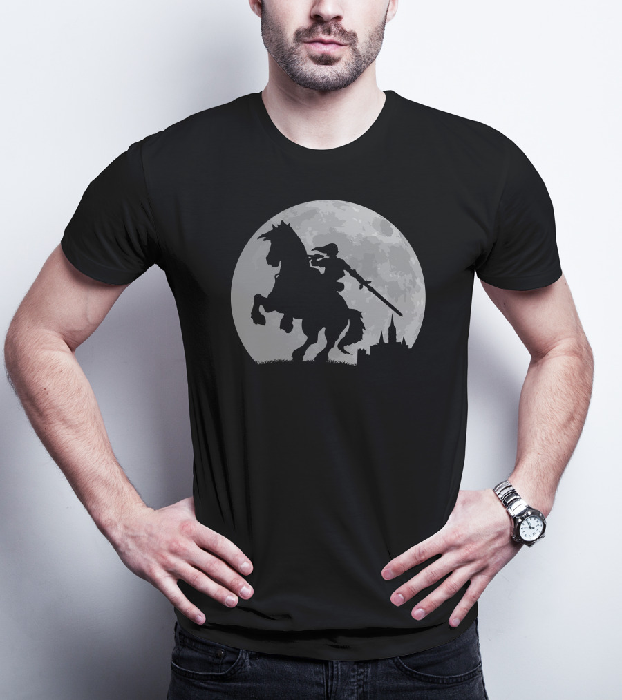 Moonlight Ride Shadow Knight Under Full Moon T-Shirt