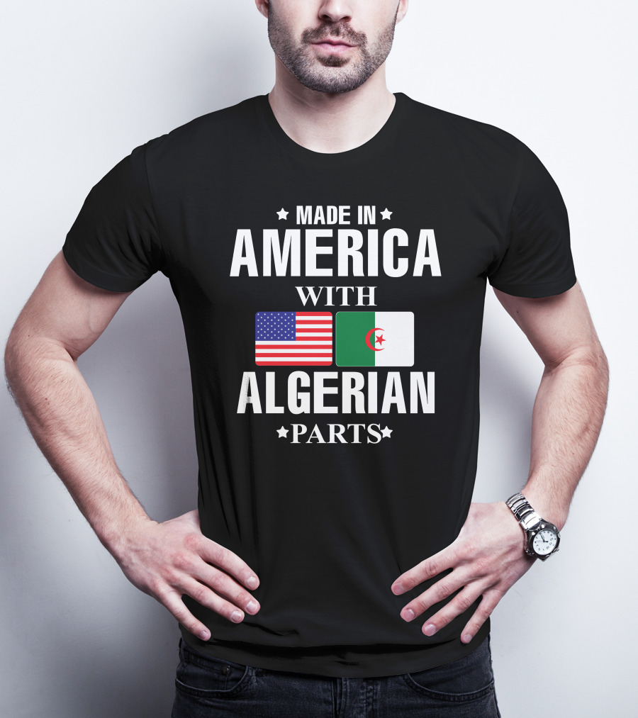 Made IN America With Algerian Parts Flag Flags T-Shirt