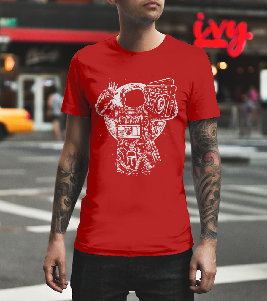 NASA Astronaut With Boombox Space T-Shirt