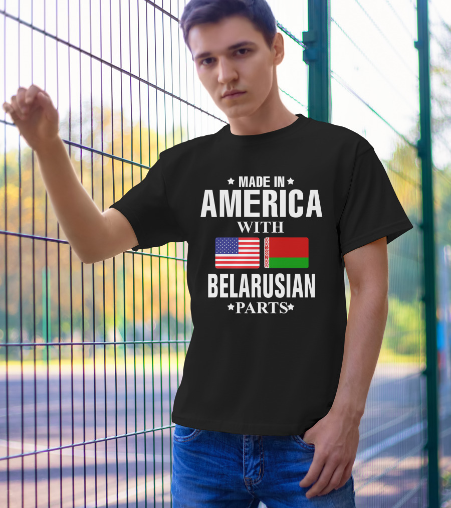 Made IN America With Belarusian Parts USA Belarus Flags T-Shirt