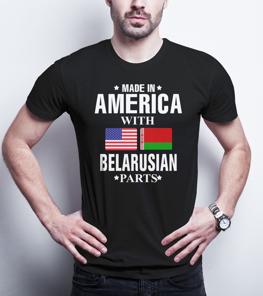 Made IN America With Belarusian Parts USA Belarus Flags T-Shirt