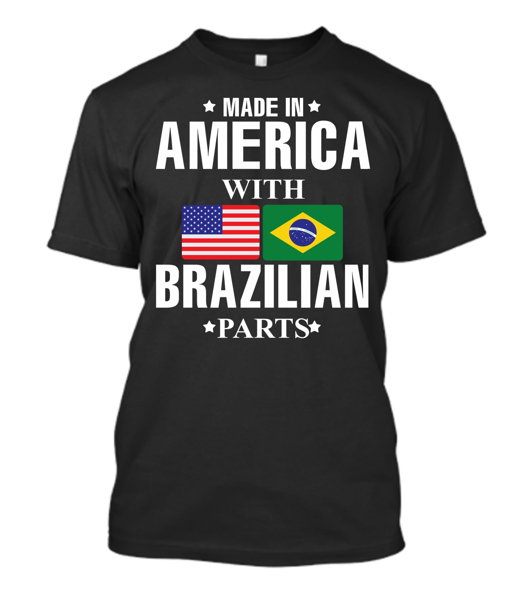 Made IN America With Brazilian Parts USA Brazil Flags T-Shirt