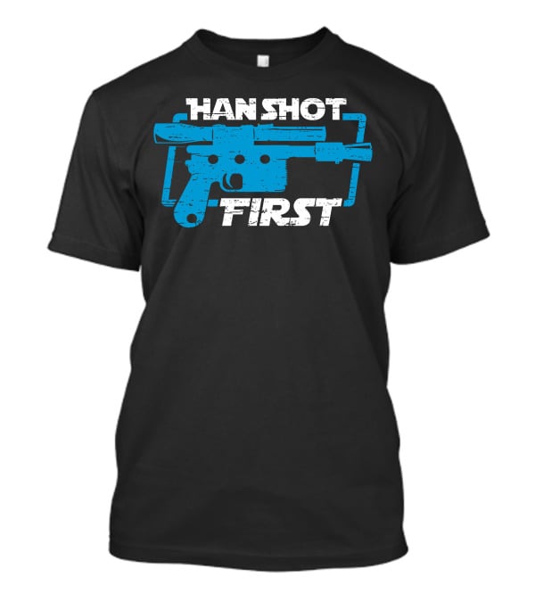 Han Shot First Blue Blaster T-Shirt