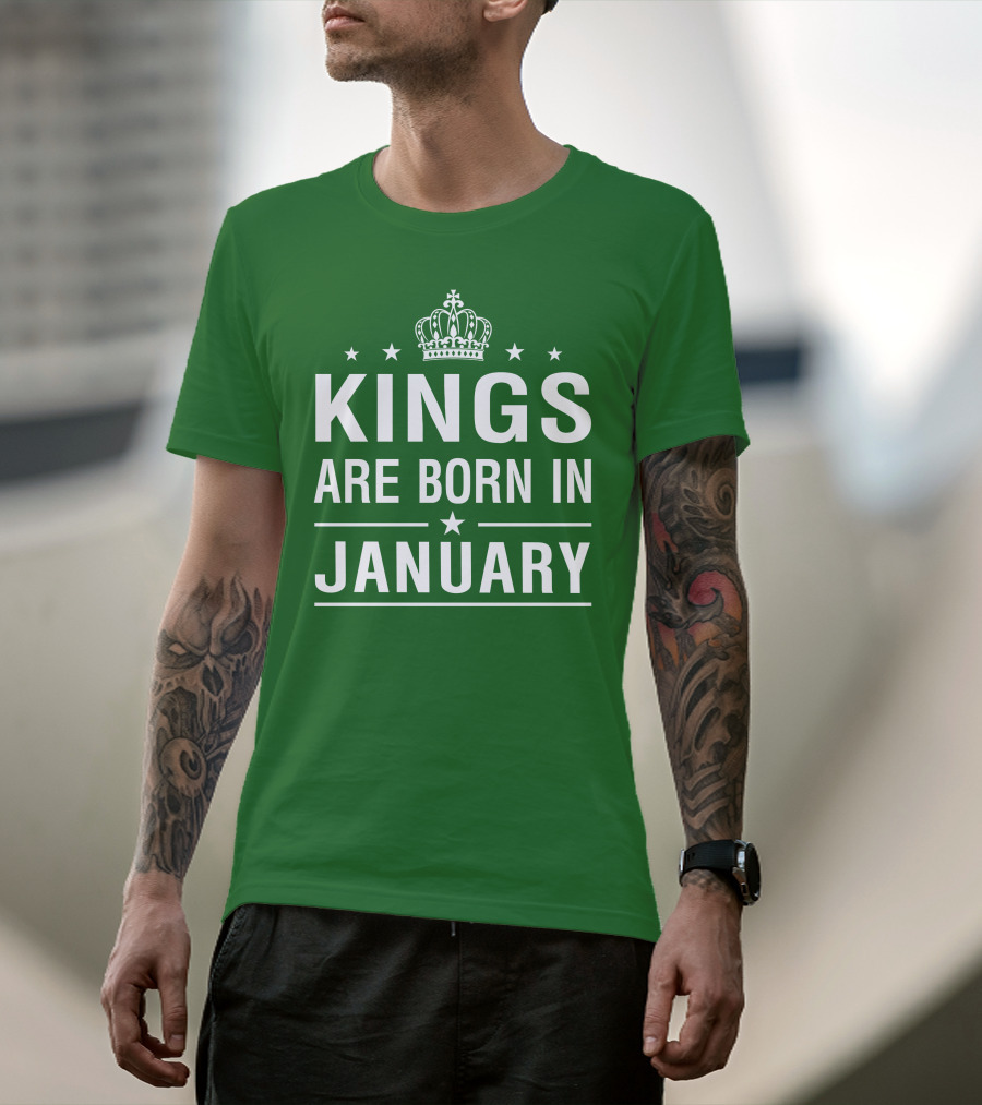 Kings Are Born In January Crown Stars T-Shirt