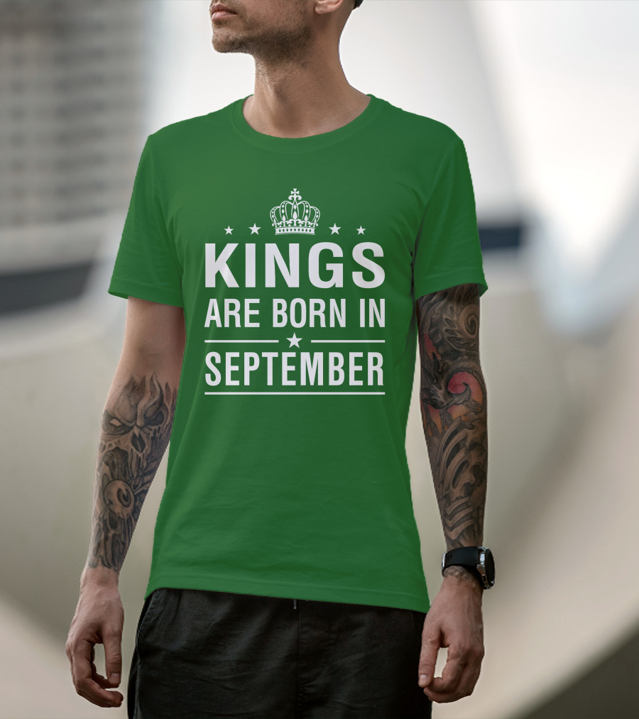 Kings Are Born In September Crown And Stars T-Shirt