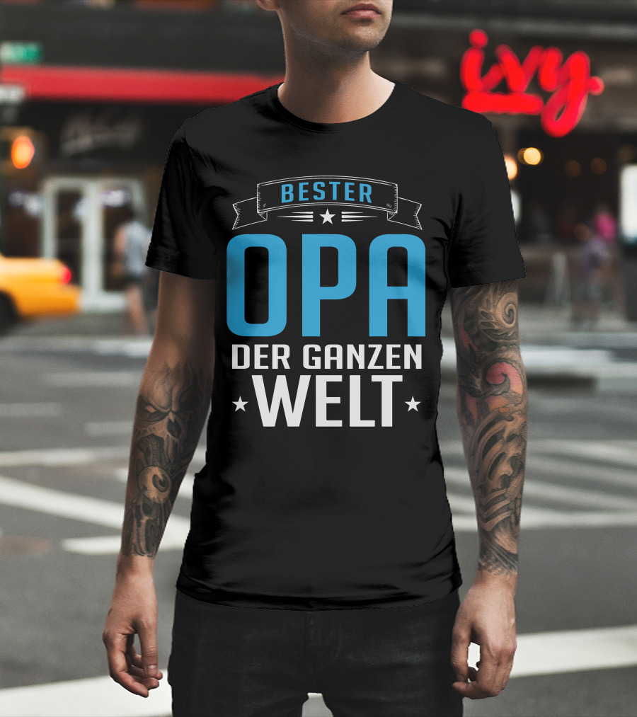 Bester Opa Der Ganzen Welt Stars Banner T-Shirt